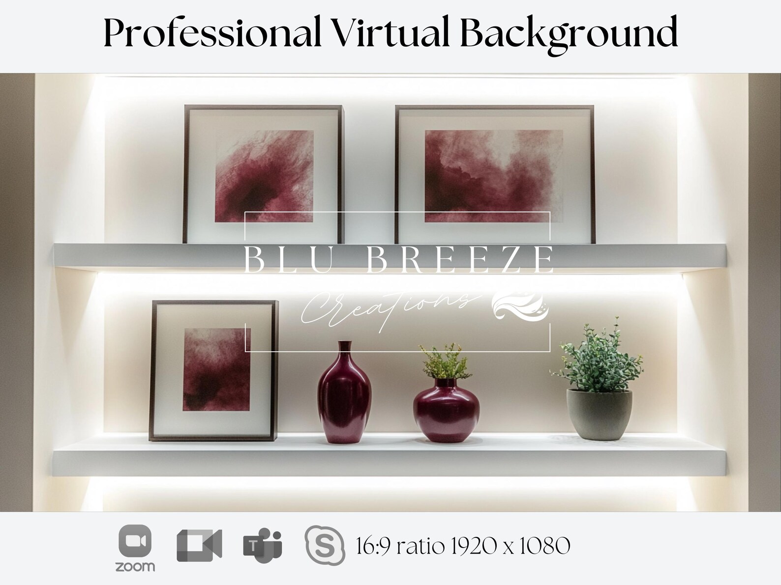 Zoom Background With Red Minimalist Decor Simple Virtual Background for ...