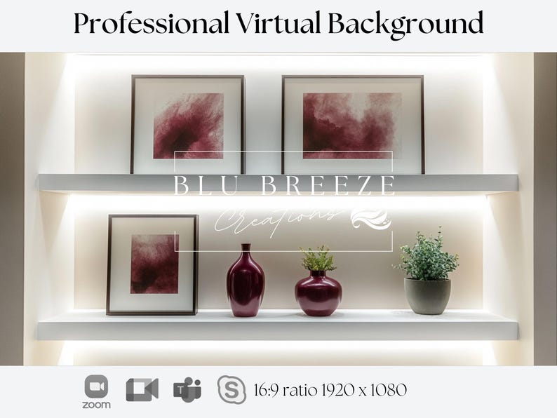 Zoom Background With Red Minimalist Decor Simple Virtual Background for ...