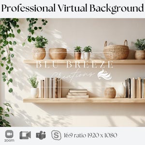 Google Meet Bookshelf With Plants Background | Zoom Teams Webex Skype ...