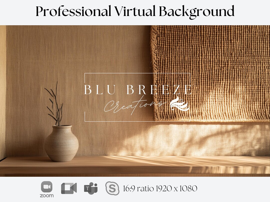 Boho Virtual Background | Neutral Tones for Zoom, Teams (digital ...