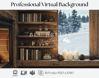 Rustic Winter Cabin Virtual Background for Video Calls Zoom Teams Webex ...