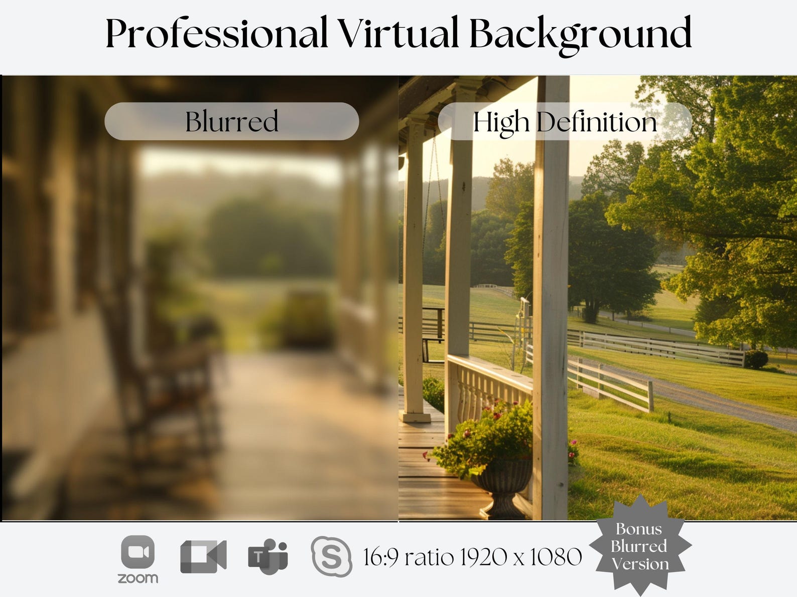 Summer Porch Virtual Background - Zoom Teams Facebook Webex Skype ...