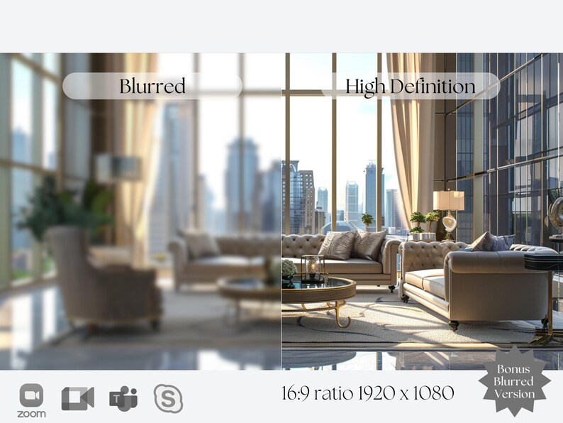10 Luxurious City Living Room Virtual Backgrounds | Compatible With ...