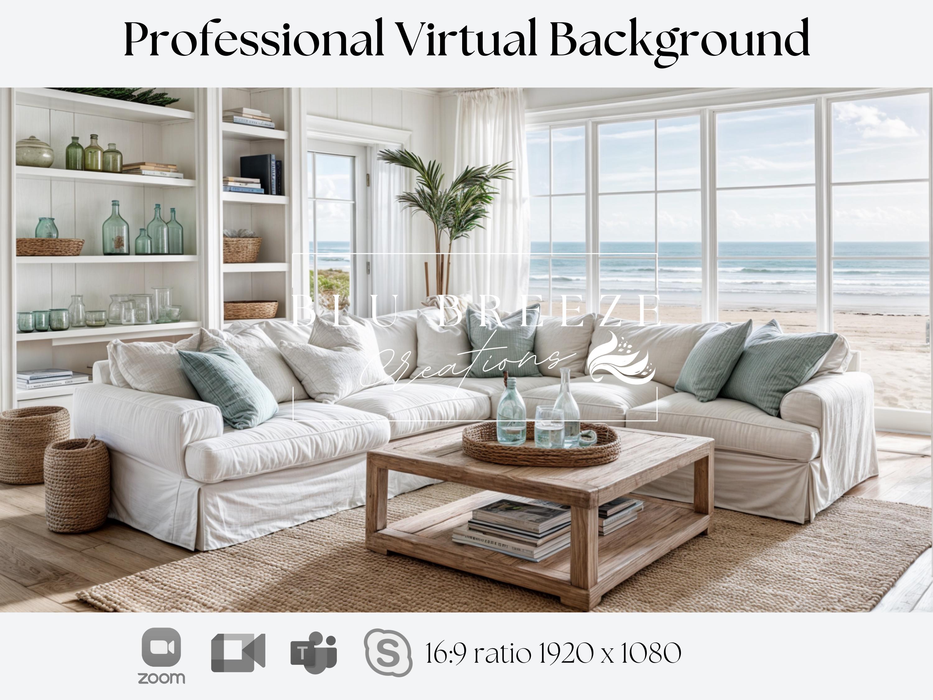 Beach House Summer Cottage Zoom Background for Virtual Meetings, Beach ...