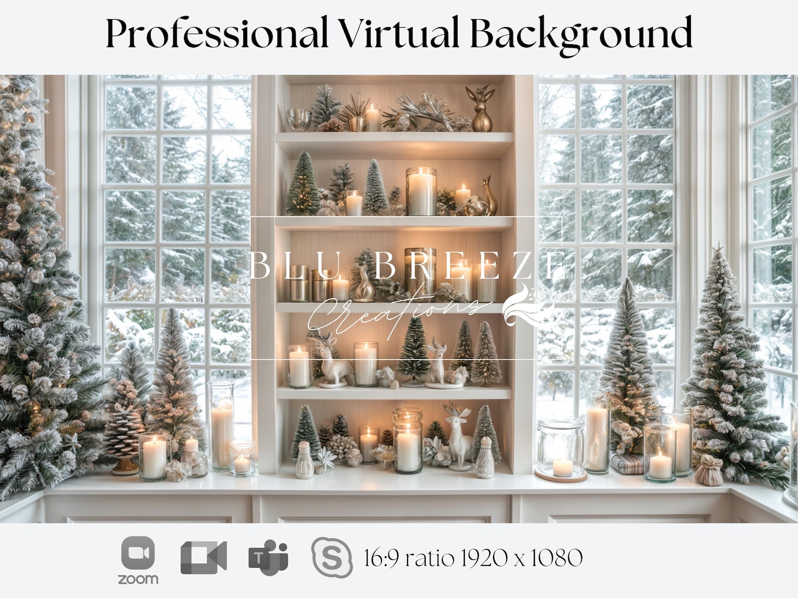 Cozy Winter Living Room Virtual Background for Zoom Teams Webex Skype ...