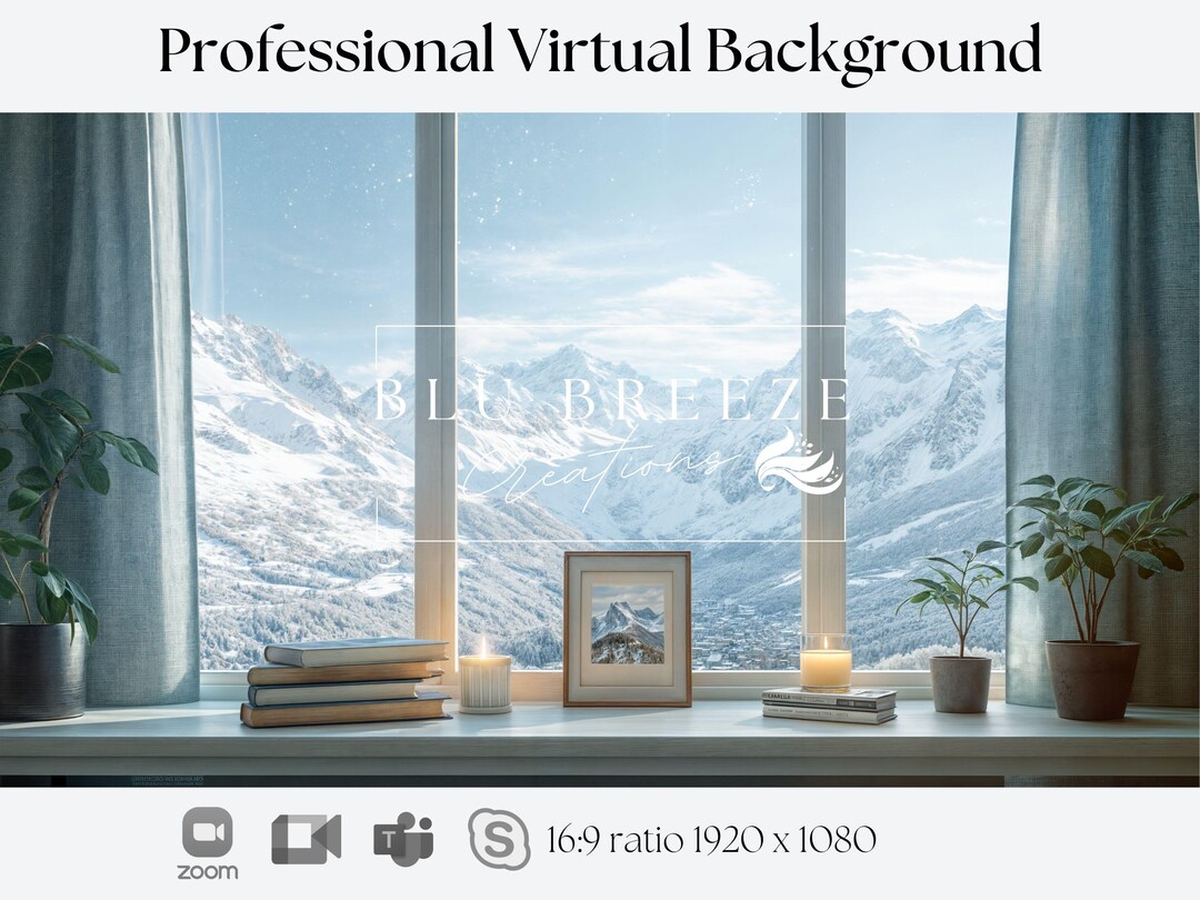 Snowy Mountain Landscape Backgrounds for Zoom, Microsoft Teams, Webex ...