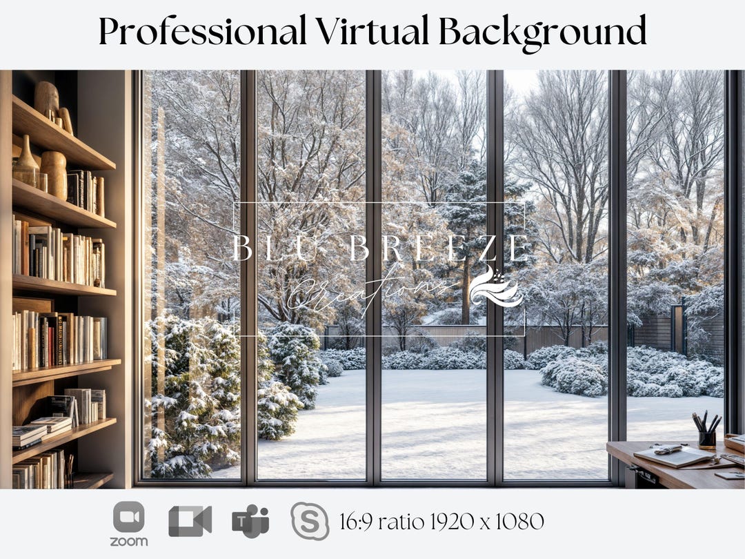 Winter Snowy Backyard Virtual Background for Video Calls Zoom Teams ...