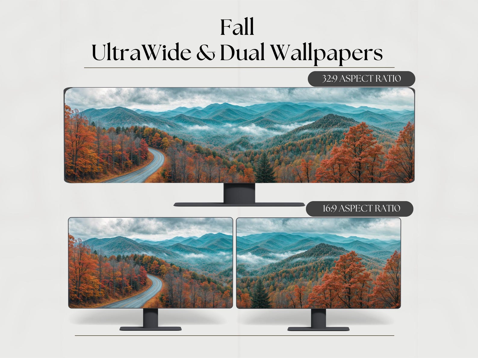 Fall Desktop Wallpaper for Ultrawide and Dual Monitors 32x9 and 16x9 ...