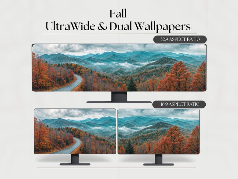 Fall Desktop Wallpaper for Ultrawide and Dual Monitors | 32x9 and 16x9 ...