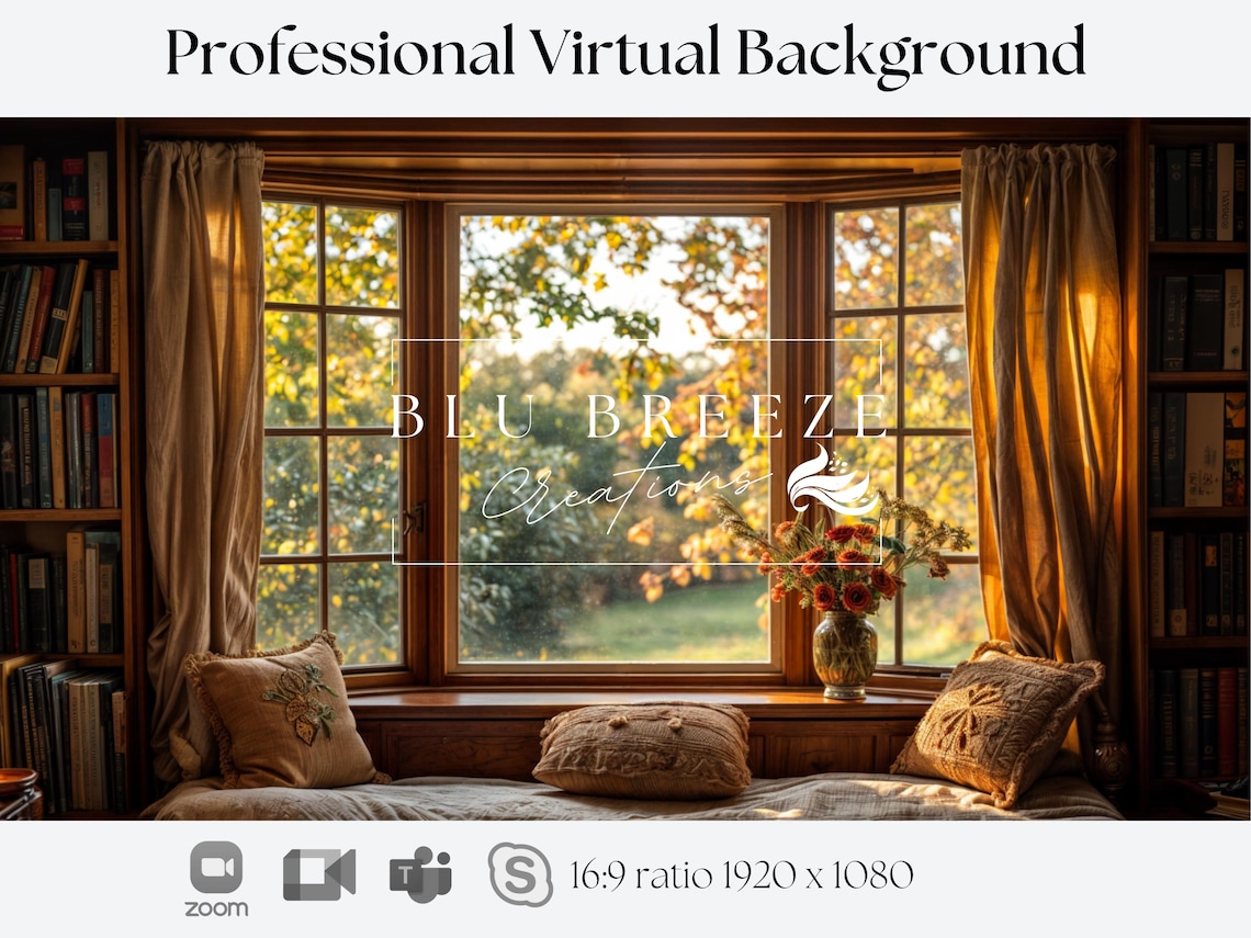 Virtual Background for Zoom Teams Google Meet | Bright Bookish Escape ...