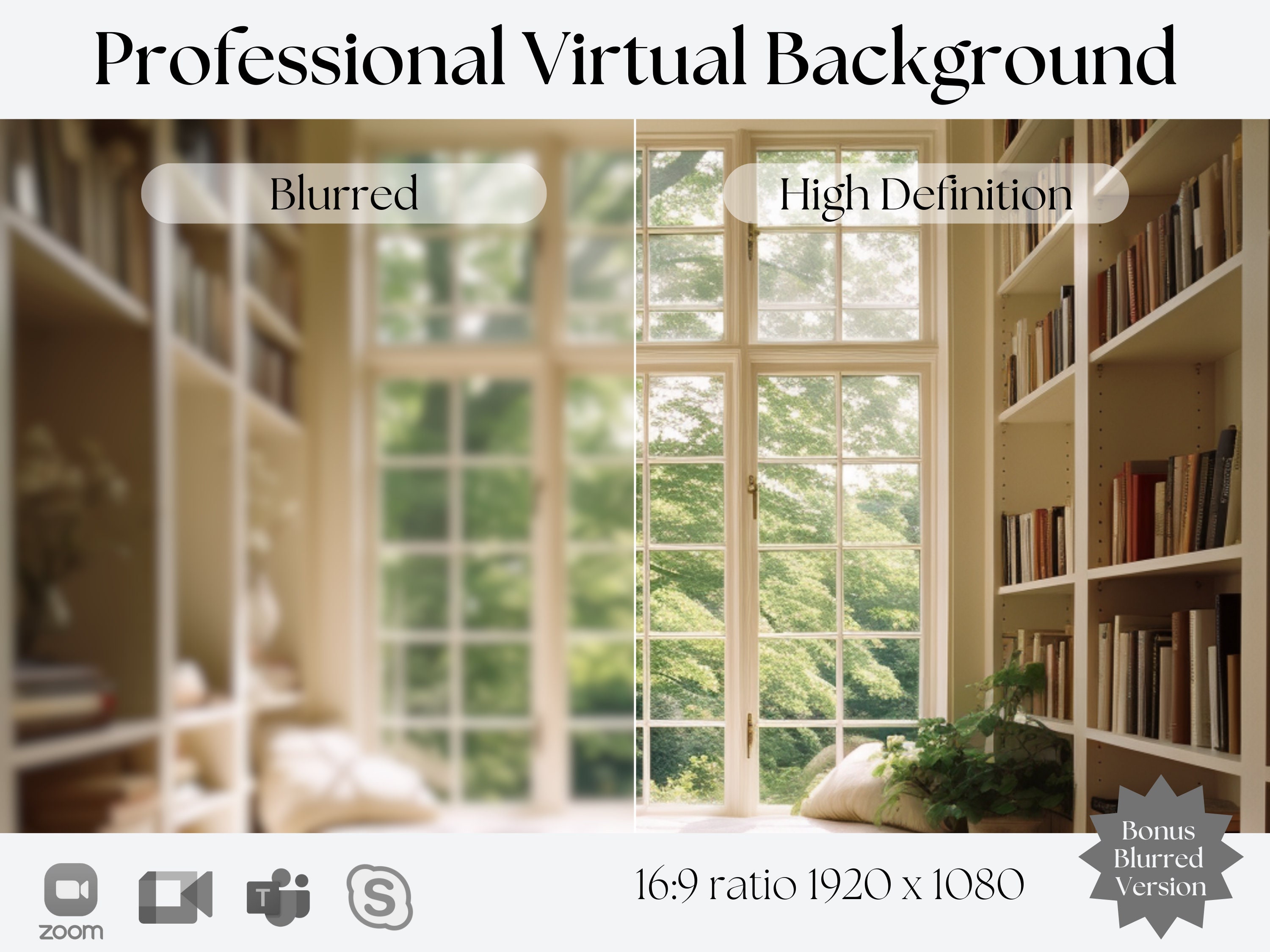 Virtual Background Compatible With Zoom, Teams, Facebook, Webex, Skype ...