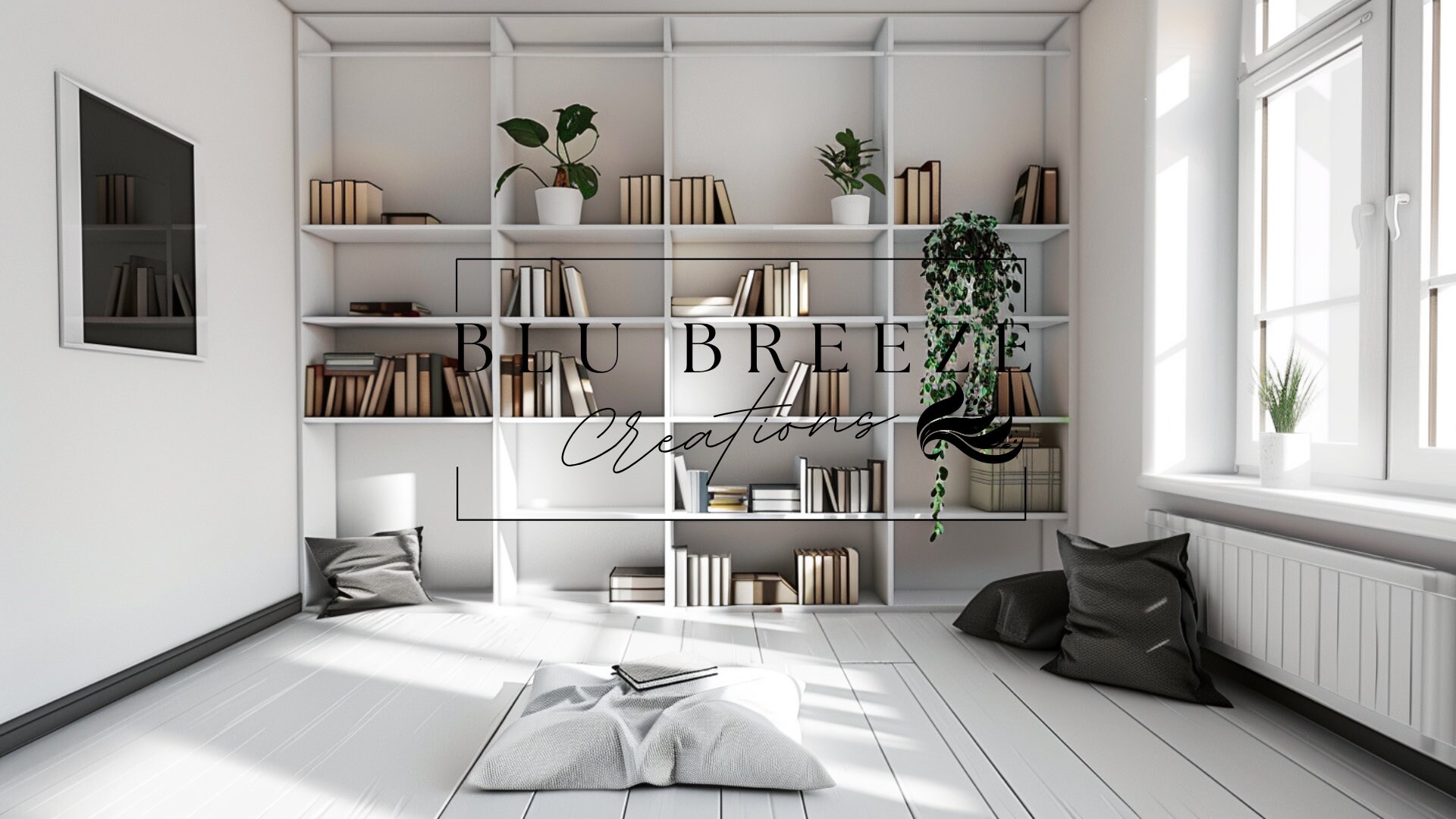 Minimalist Bookshelf Virtual Background Elegant Zoom Backdrop for ...