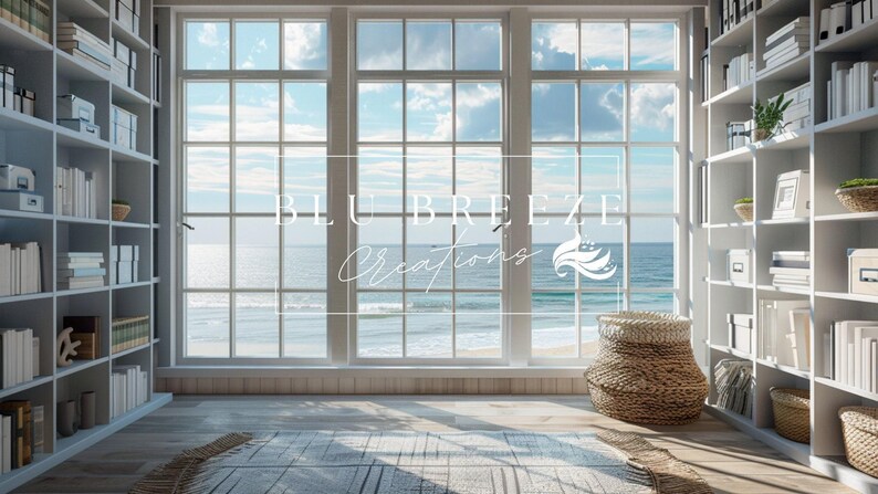 Beach Bookshelf Background | Compatible With Zoom, Teams, Webex, Skype ...
