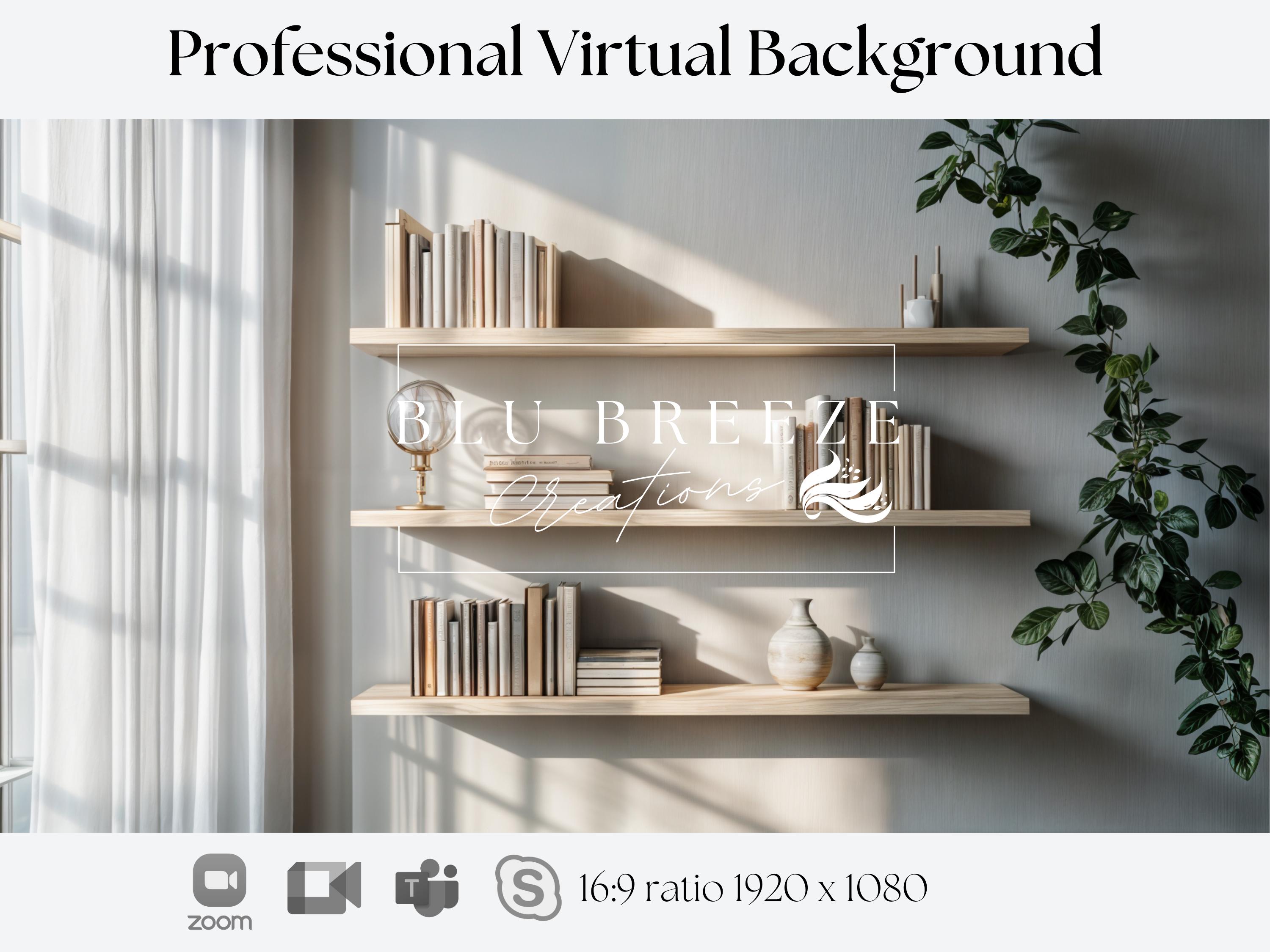 Teams Background | Clean Bookshelf With Plants | Zoom Webex Skype ...