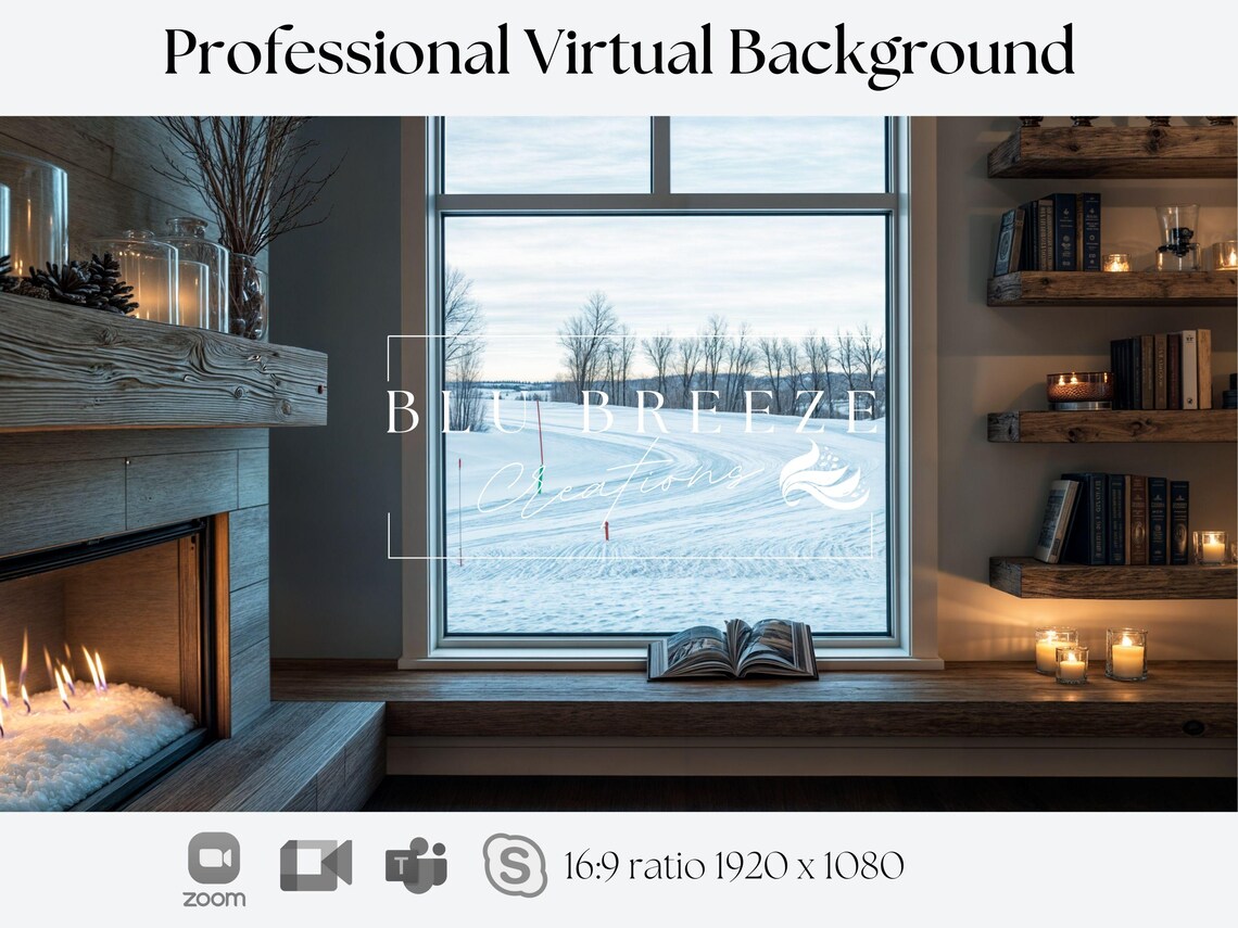 Winter Snow Trail Virtual Background for Video Calls | Ski in Ski Out ...