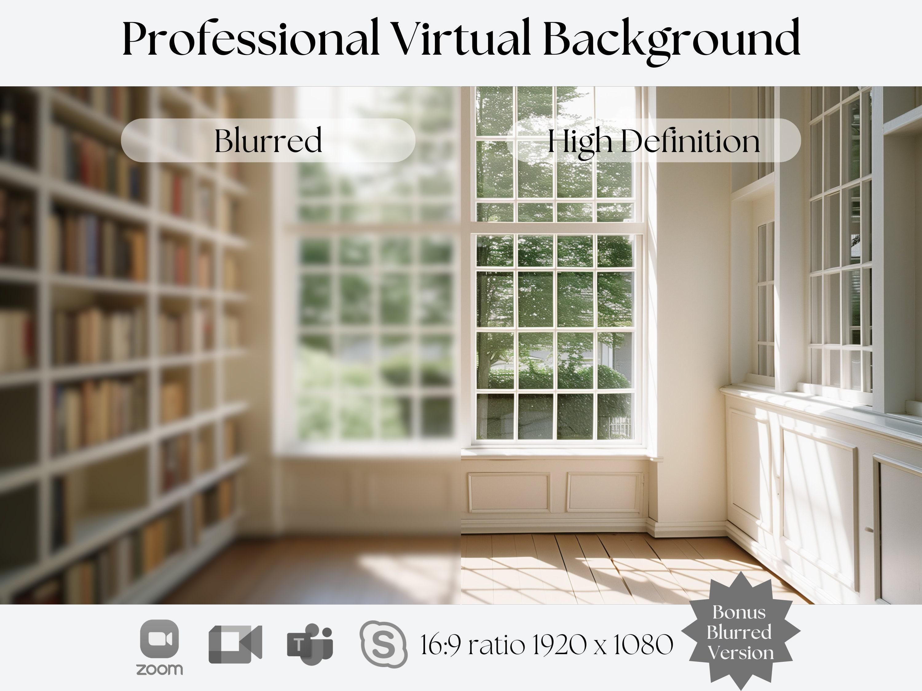 Virtual Bookshelf Background | Large Window With Natural Light | Zoom ...