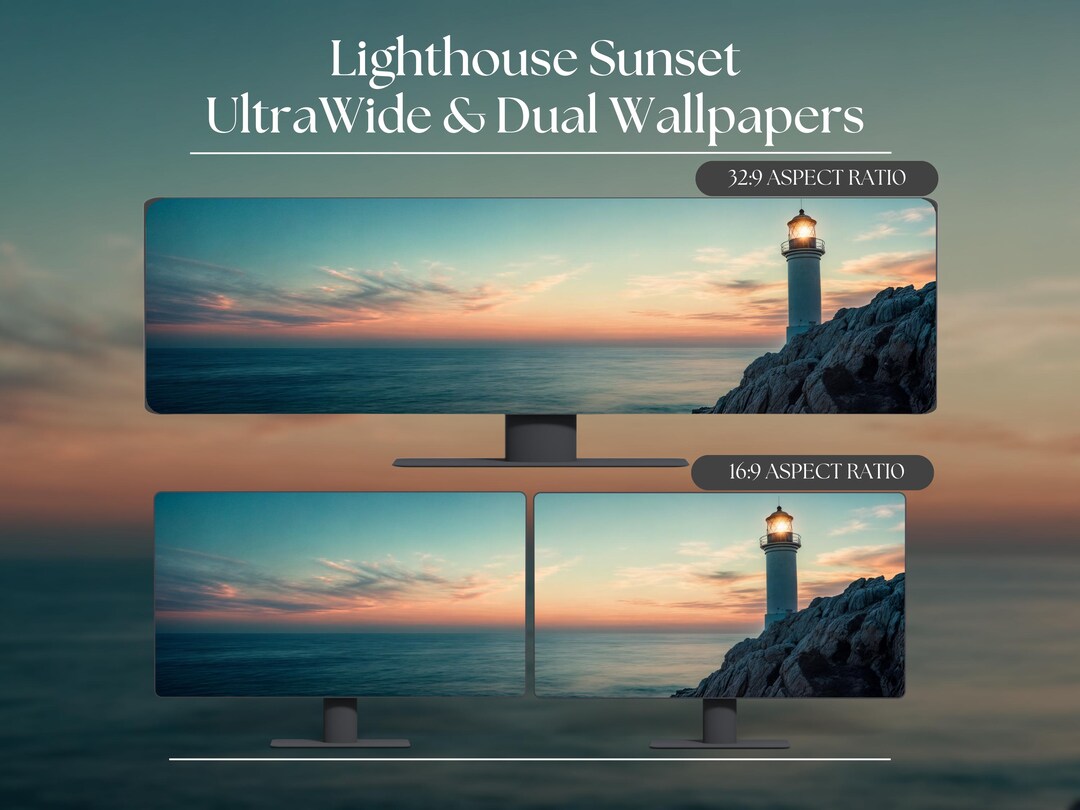 Lighthouse Sunset Ultrawide and Dual Monitor Wallpaper High-resolution ...