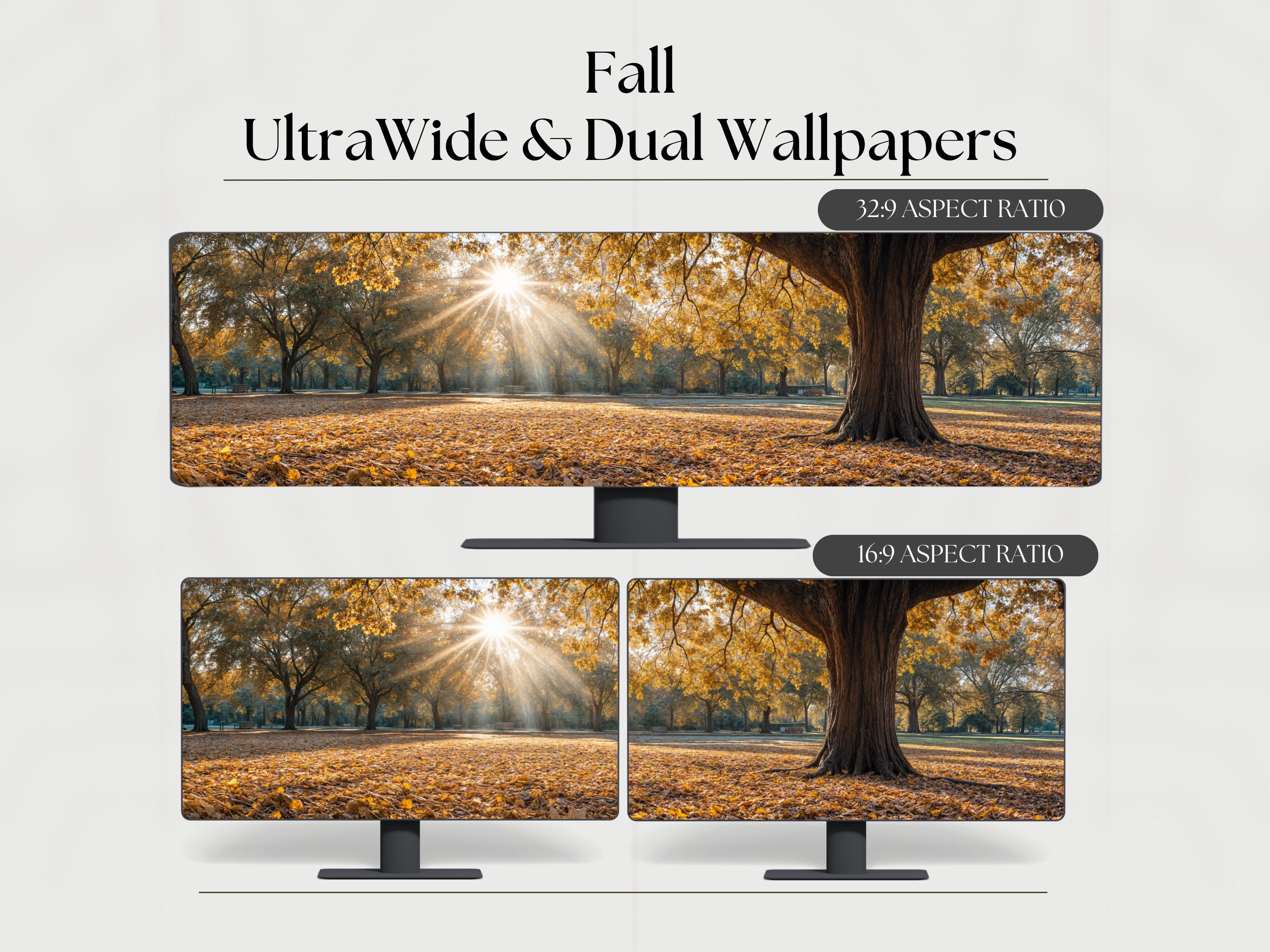 Autumn-themed Wallpaper for Ultrawide and Dual Monitors | 32x9 and 16x9 ...