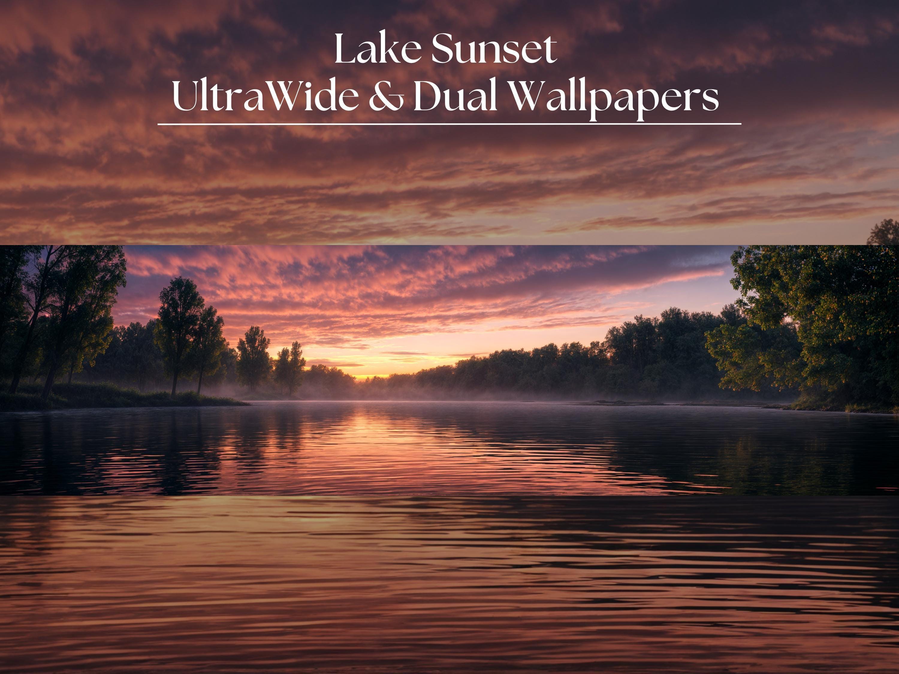 Lake Sunset Ultrawide and Dual Monitor Wallpaper High-resolution ...