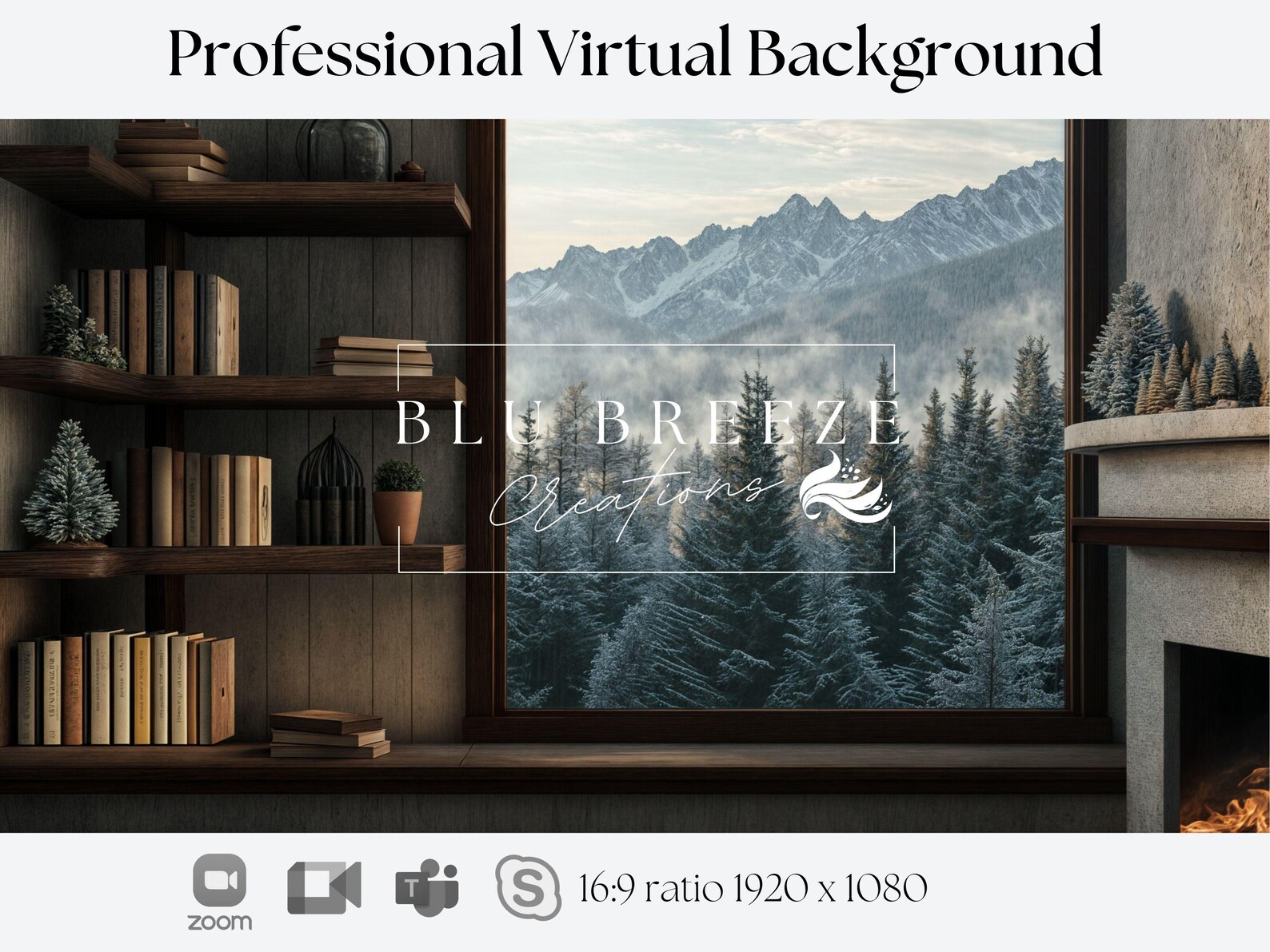 Snowy Winter Zoom Background | Virtual Background for Video Calls Zoom ...