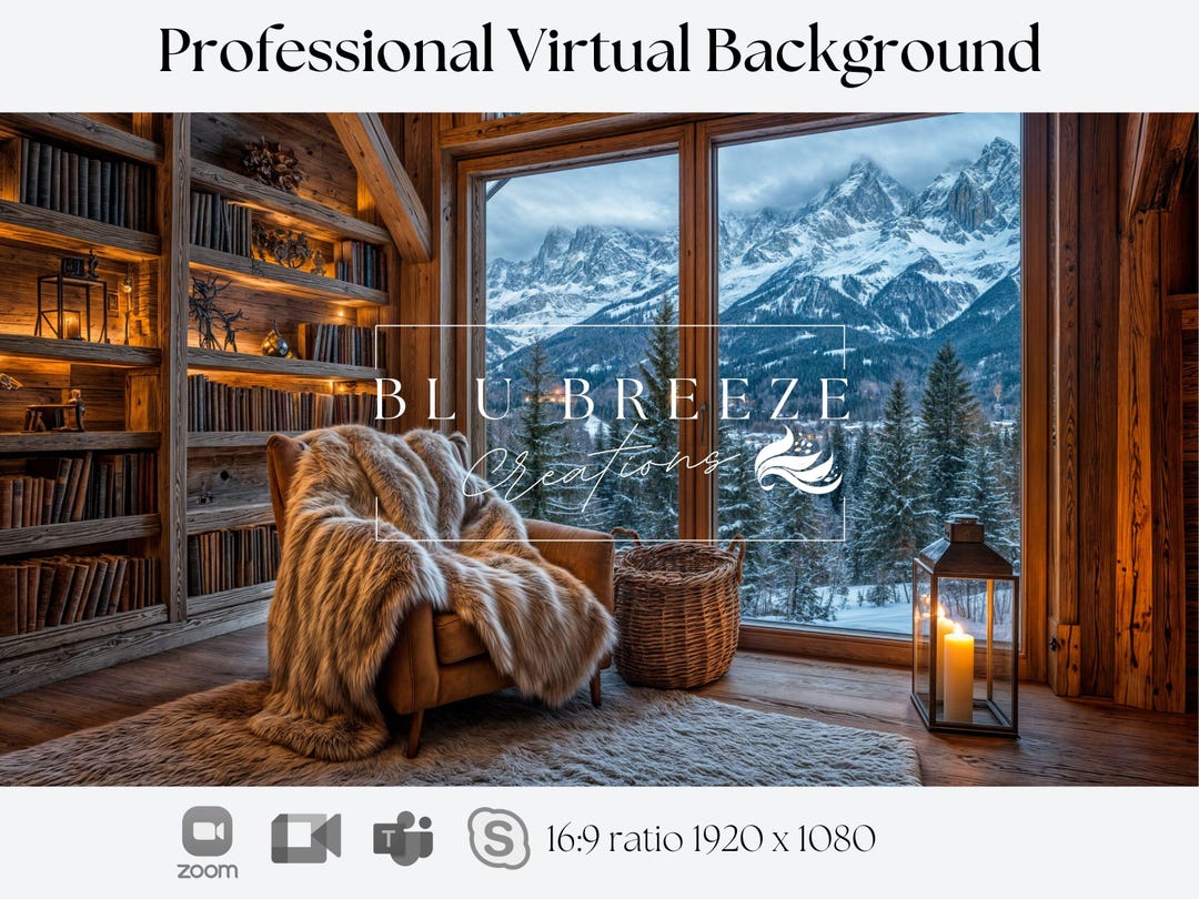 Warm Cozy Winter Virtual Background for Video Calls Zoom Teams Webex ...