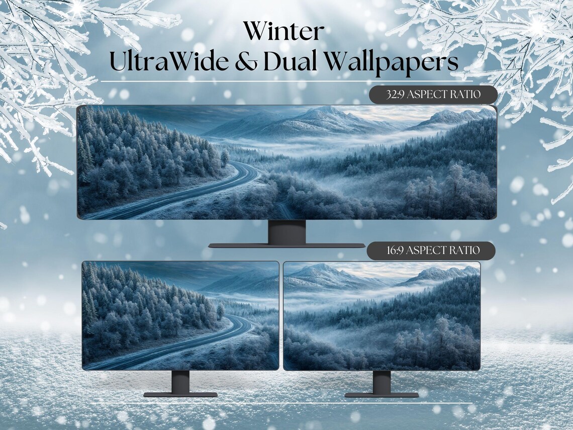 Snowy Winter Wallpaper for Ultrawide and Dual Monitors - High ...