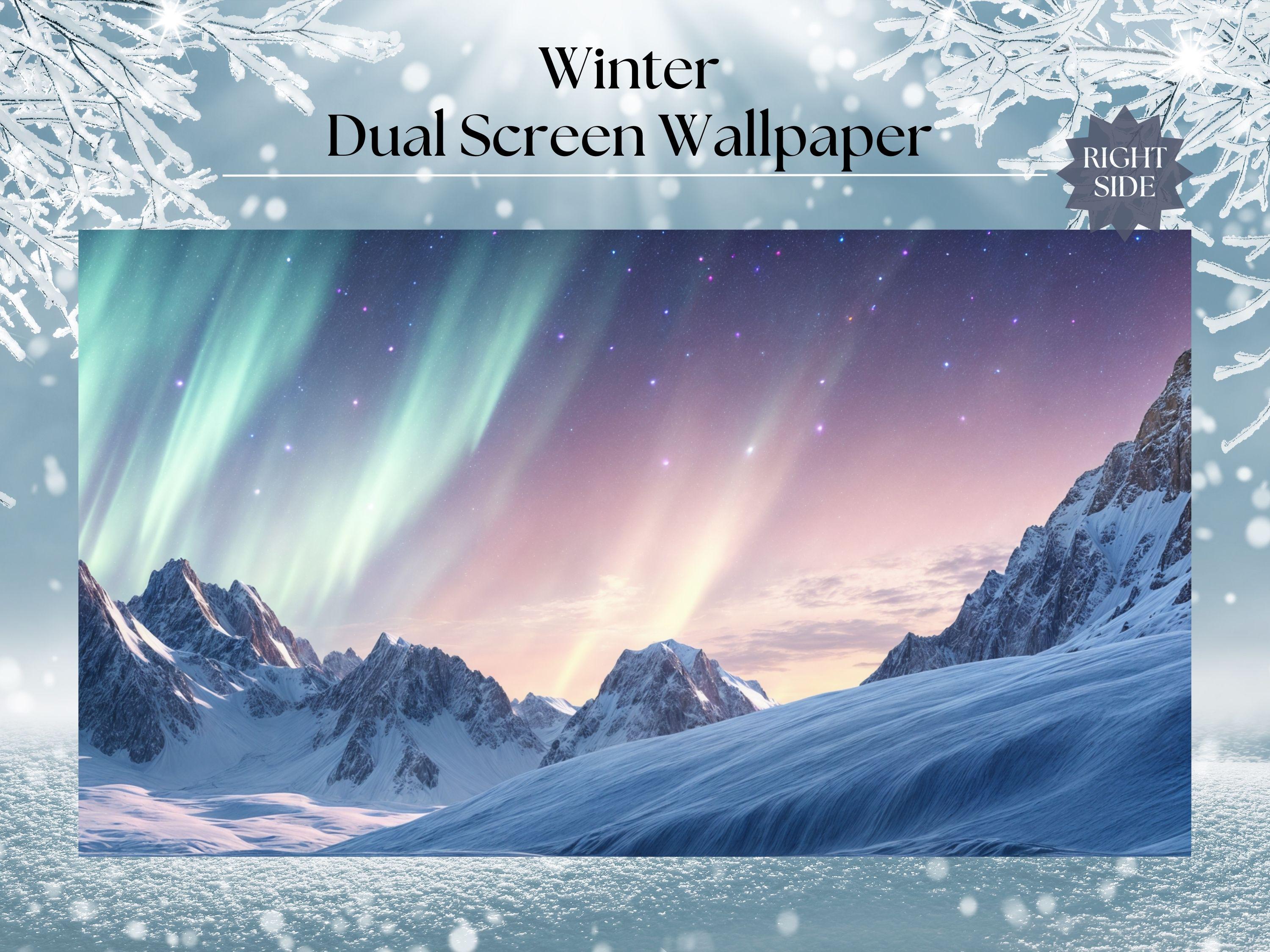Winter Northern Lights Wallpaper High-resolution for Ultrawide Dual ...