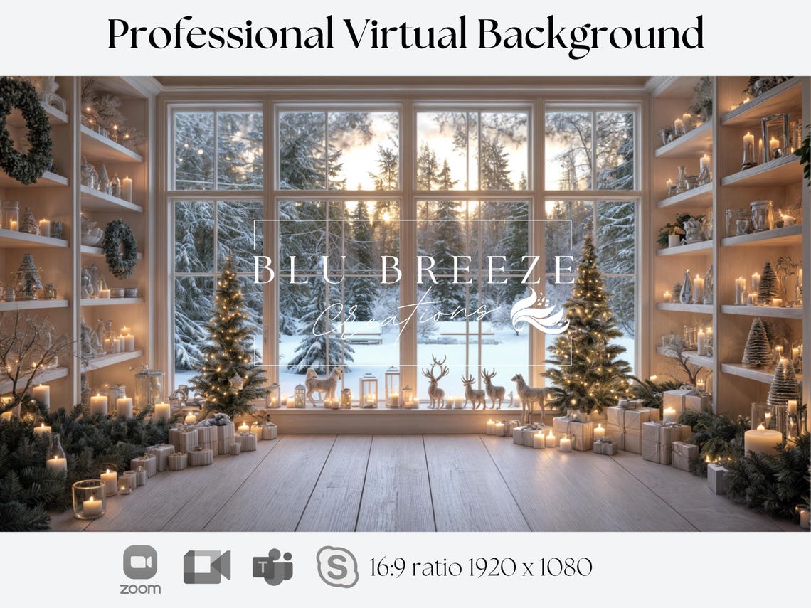 Candlelit Winter Virtual Background for Zoom Teams Webex Skype Google ...