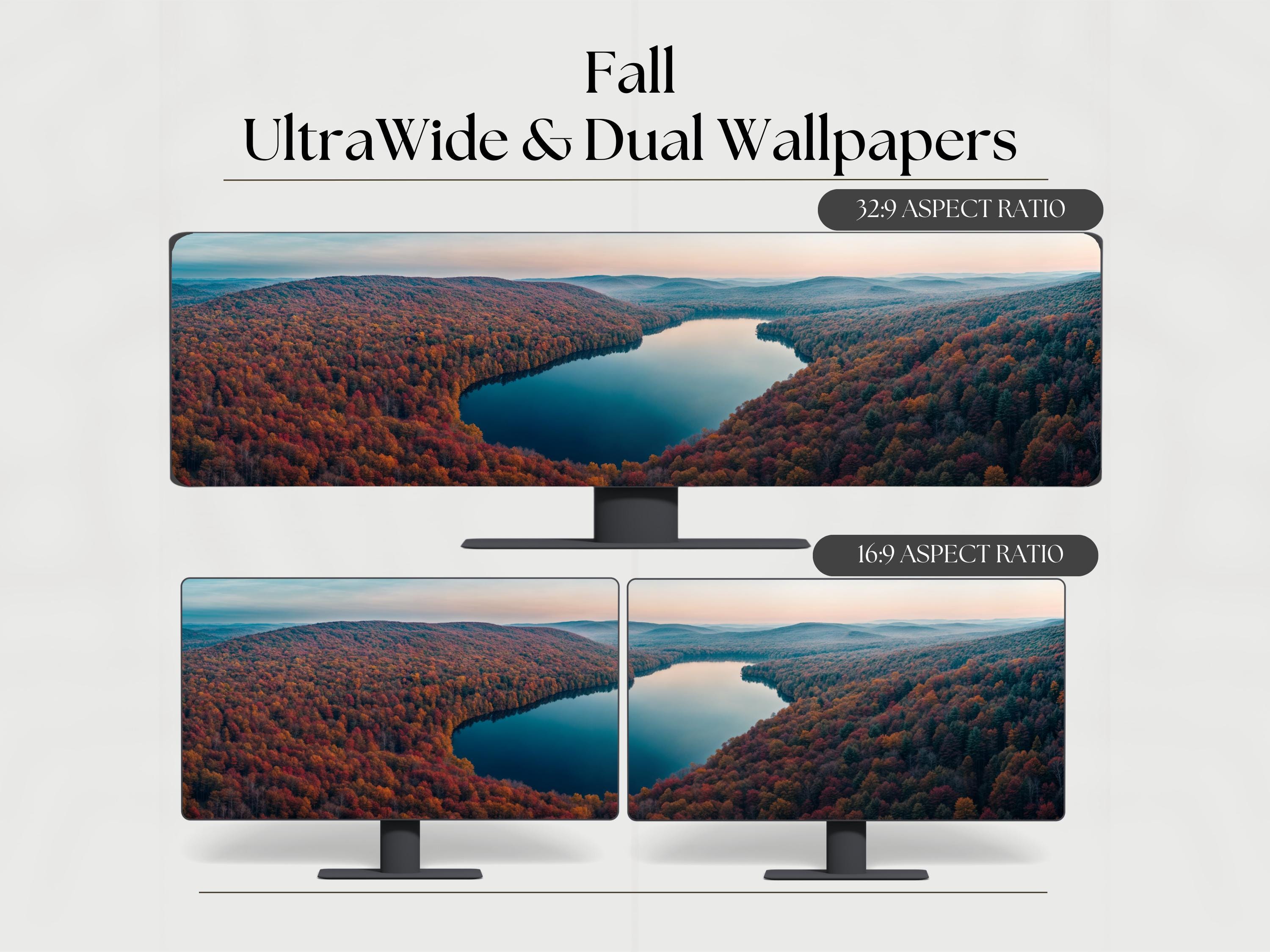 Autumn-themed Wallpaper for Ultrawide and Dual Monitors | 32x9 and 16x9 ...