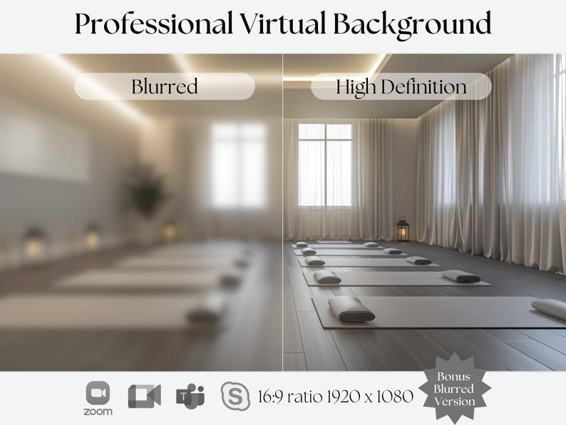 Yoga Studio Virtual Background Compatible With Zoom Teams Facebook ...