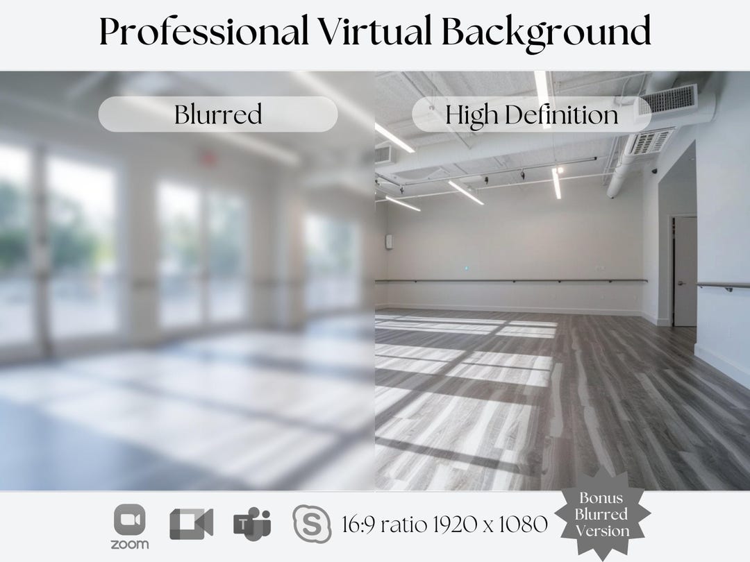 Zoom Compatible Virtual Dance Studio Background Video Call Backdrop for ...