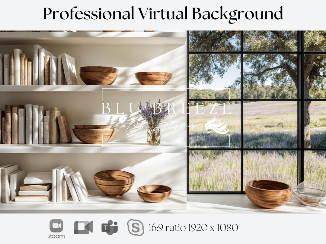 Summer Farmhouse Virtual Background With Bookshelf for Home Office ...