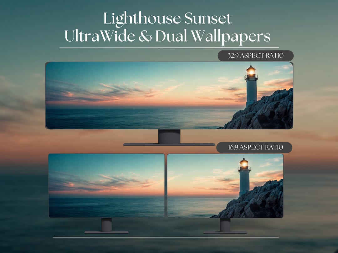 Lighthouse Sunset Ultrawide and Dual Monitor Wallpaper High-resolution ...