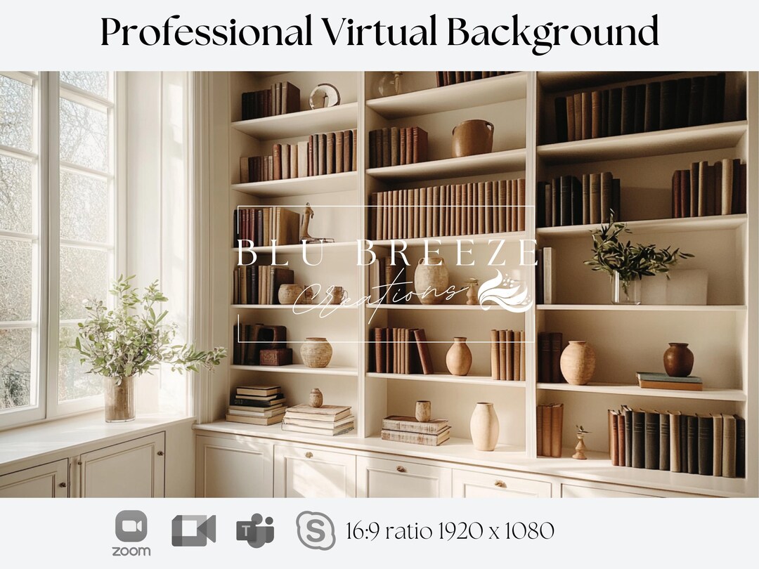 Bookshelf Virtual Background | Perfect for Zoom, Teams, Google Meet ...