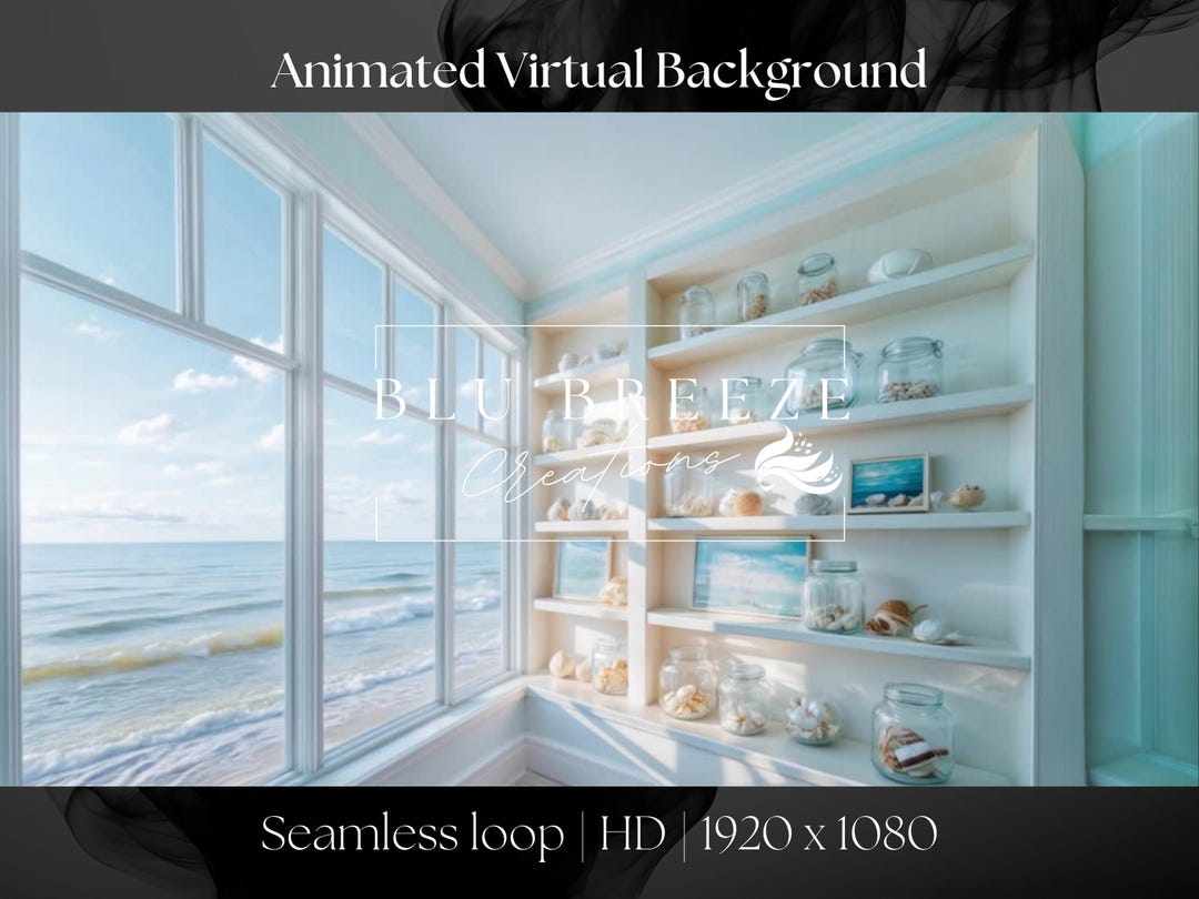 Animated Ocean Virtual Background | Beach Coast Scene for Zoom, Google ...