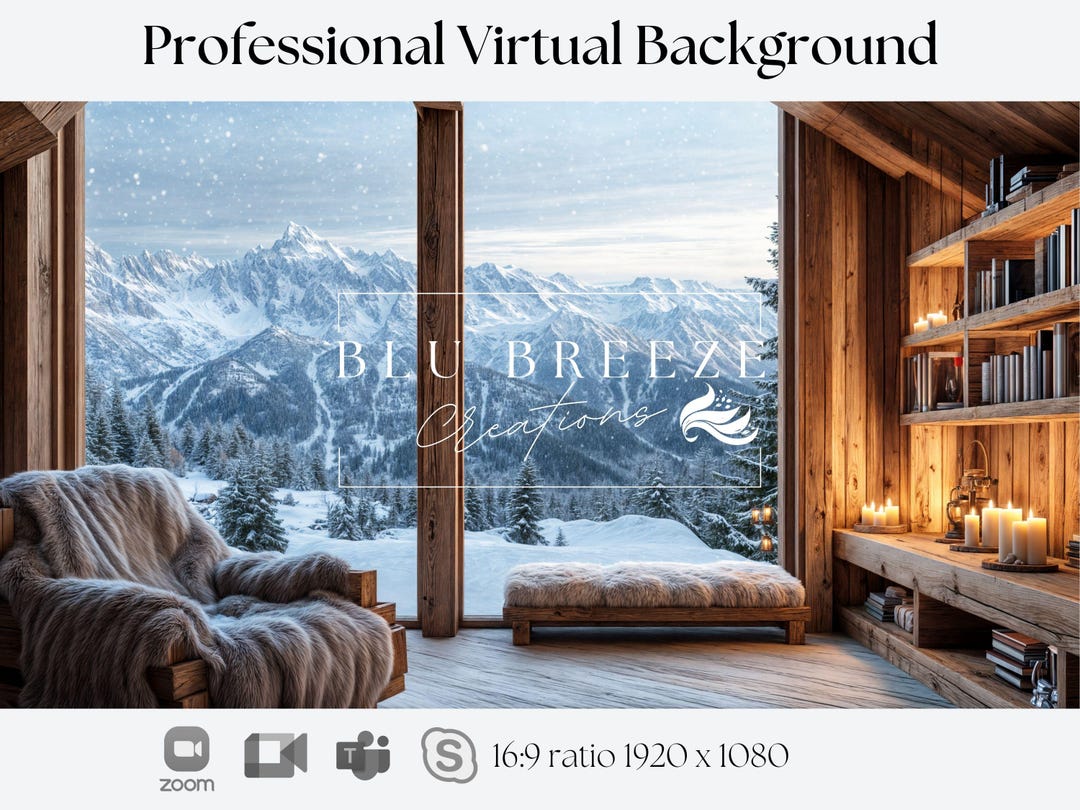 Cozy Winter Cabin Virtual Backgrounds for Zoom, Microsoft Teams, Webex ...