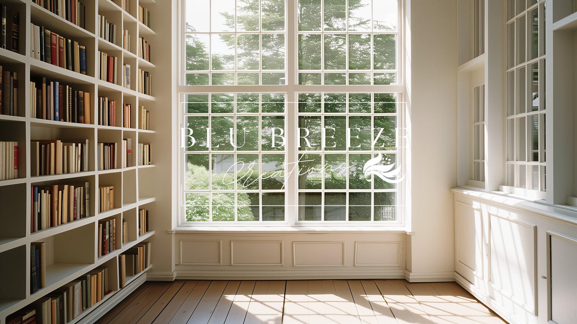 Virtual Bookshelf Background | Large Window With Natural Light | Zoom ...