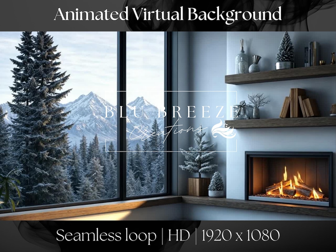 Animated Winter Fireplace Virtual Background for Zoom, Google Meet ...