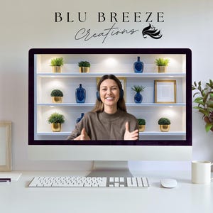 Blue and Gold Decor Zoom Background With Recessed Lighting - Virtual ...