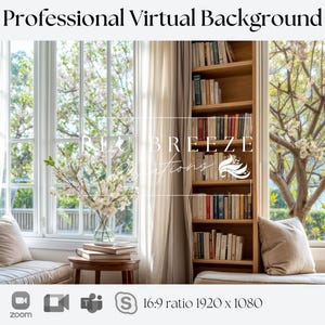 Plants and Greenery Virtual Background: Peaceful Home Office (digital ...
