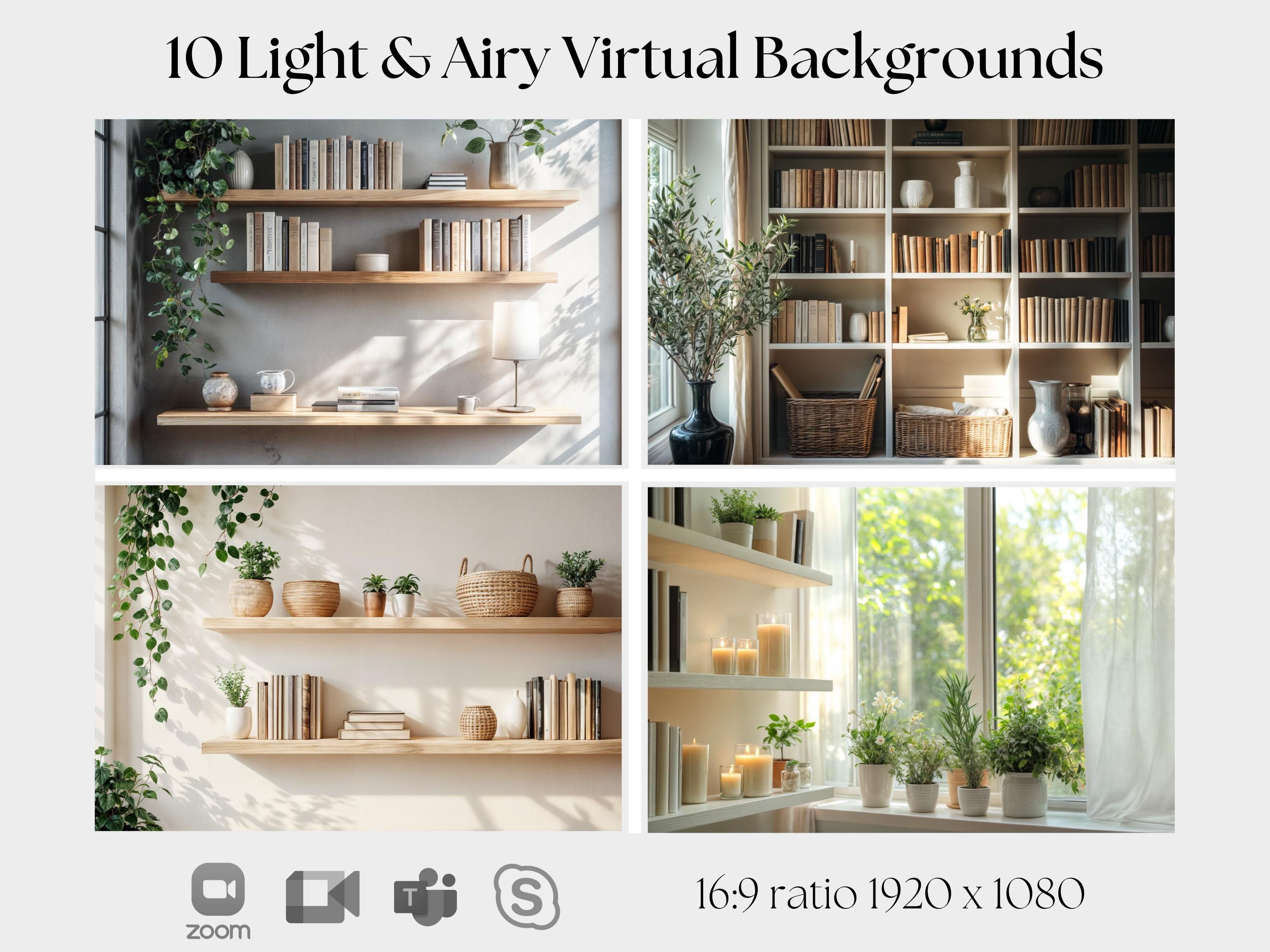 10 Light & Airy Zoom Backgrounds for Virtual Meetings | Bookshelf ...