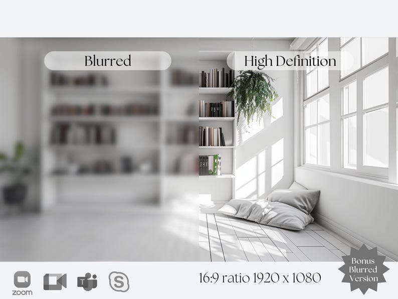 5 White Backdrops Bundle for Zoom, Teams, Google Meet, Webex, Simple ...