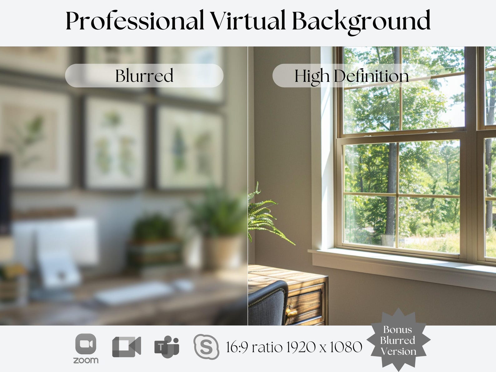 Summer Office Virtual Background | Compatible With Zoom, Teams, Webex ...