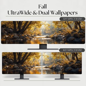 Fall-themed Wallpaper for Ultrawide and Dual Monitors 32x9 and 16x9 ...