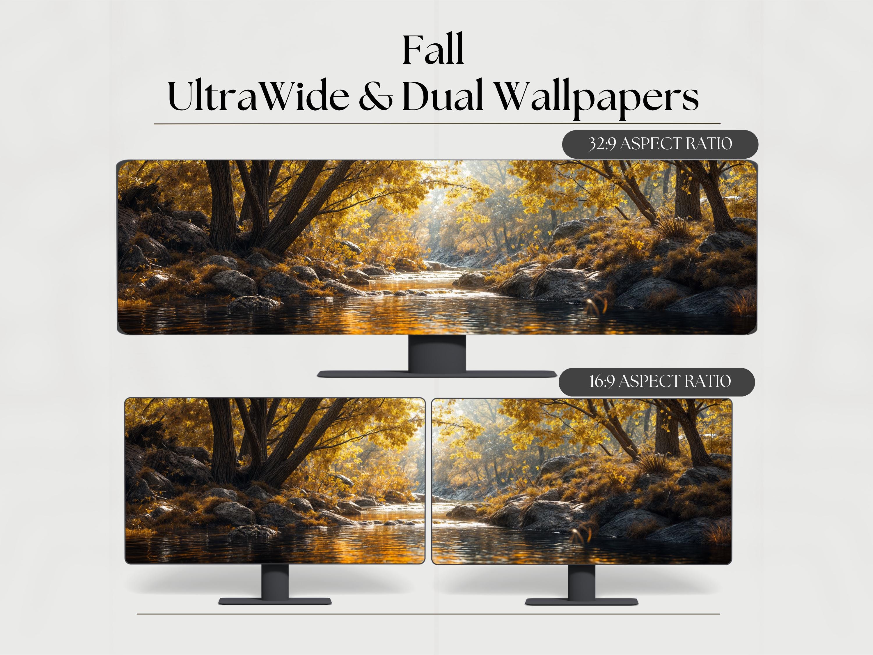Fall-themed Wallpaper for Ultrawide and Dual Monitors | 32x9 and 16x9 ...