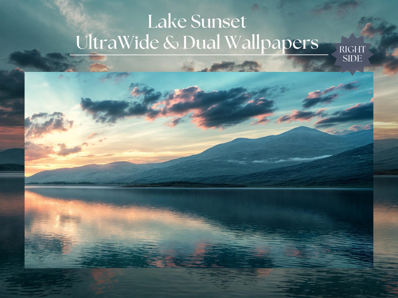Lake Sunset Ultrawide Wallpaper, Dual Monitor Background (digital ...