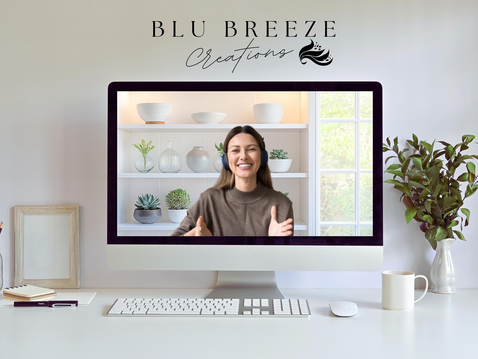 Simple Clean Zoom Background With Plants and Window Virtual Background ...