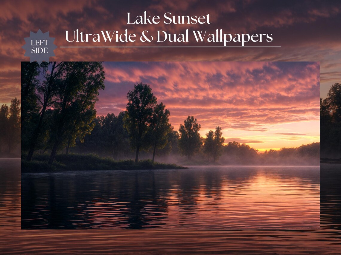 Lake Sunset Ultrawide and Dual Monitor Wallpaper High-resolution ...