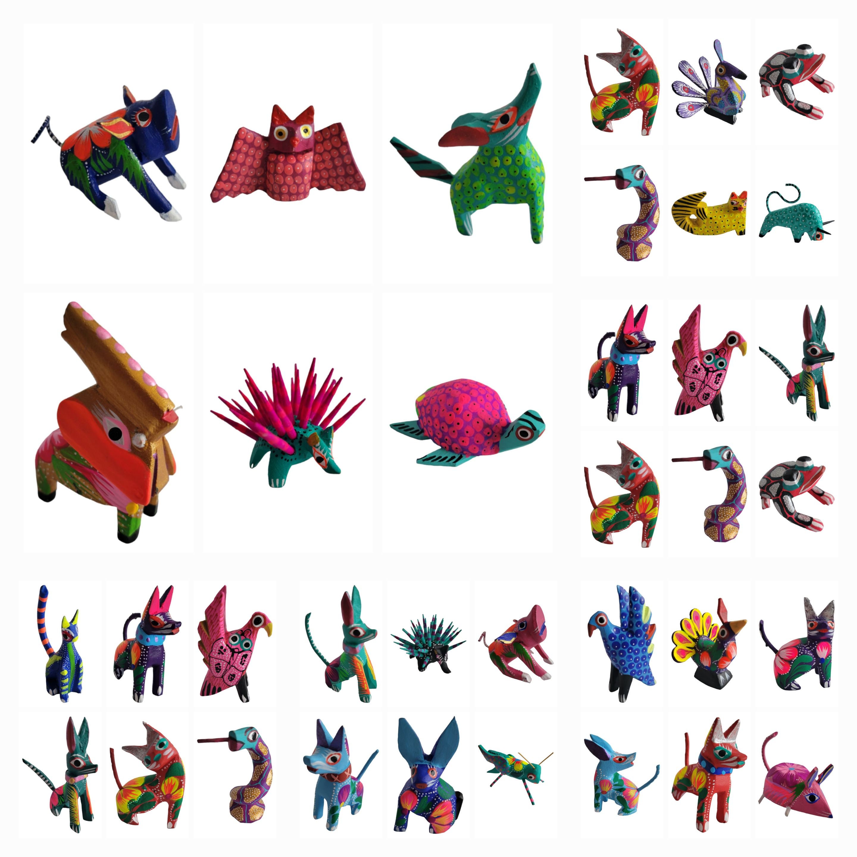 Alebrijes Mexican Folk Wood Carving Sculptures Oaxacan Alebrije Set ...