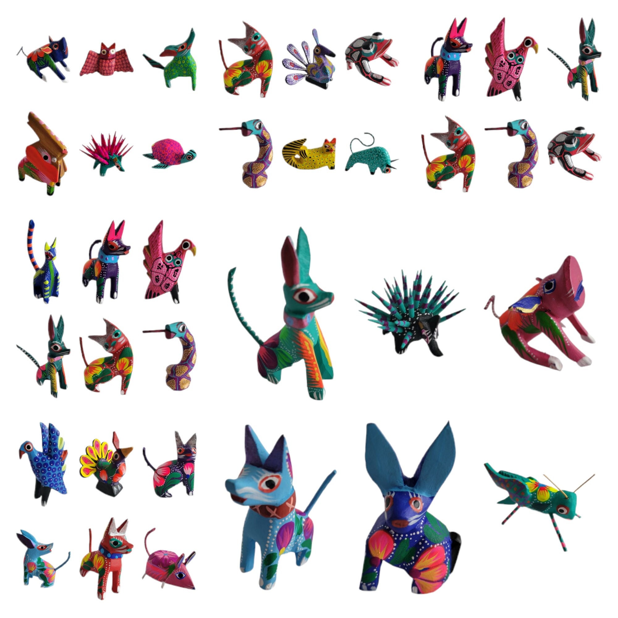 Alebrijes Mexican Folk Wood Carving Sculptures Oaxacan Alebrije Set ...